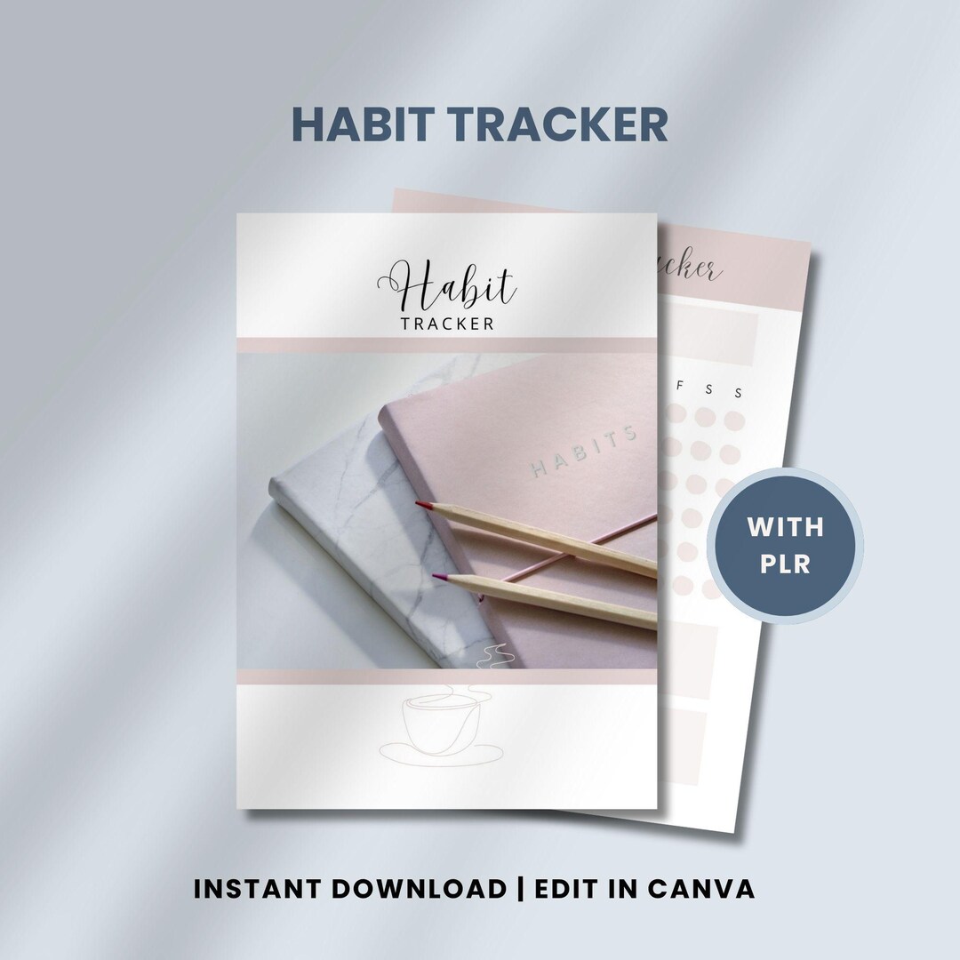 Habit Tracker Printable Journal Pages With PLR, Resale Canva Template ...