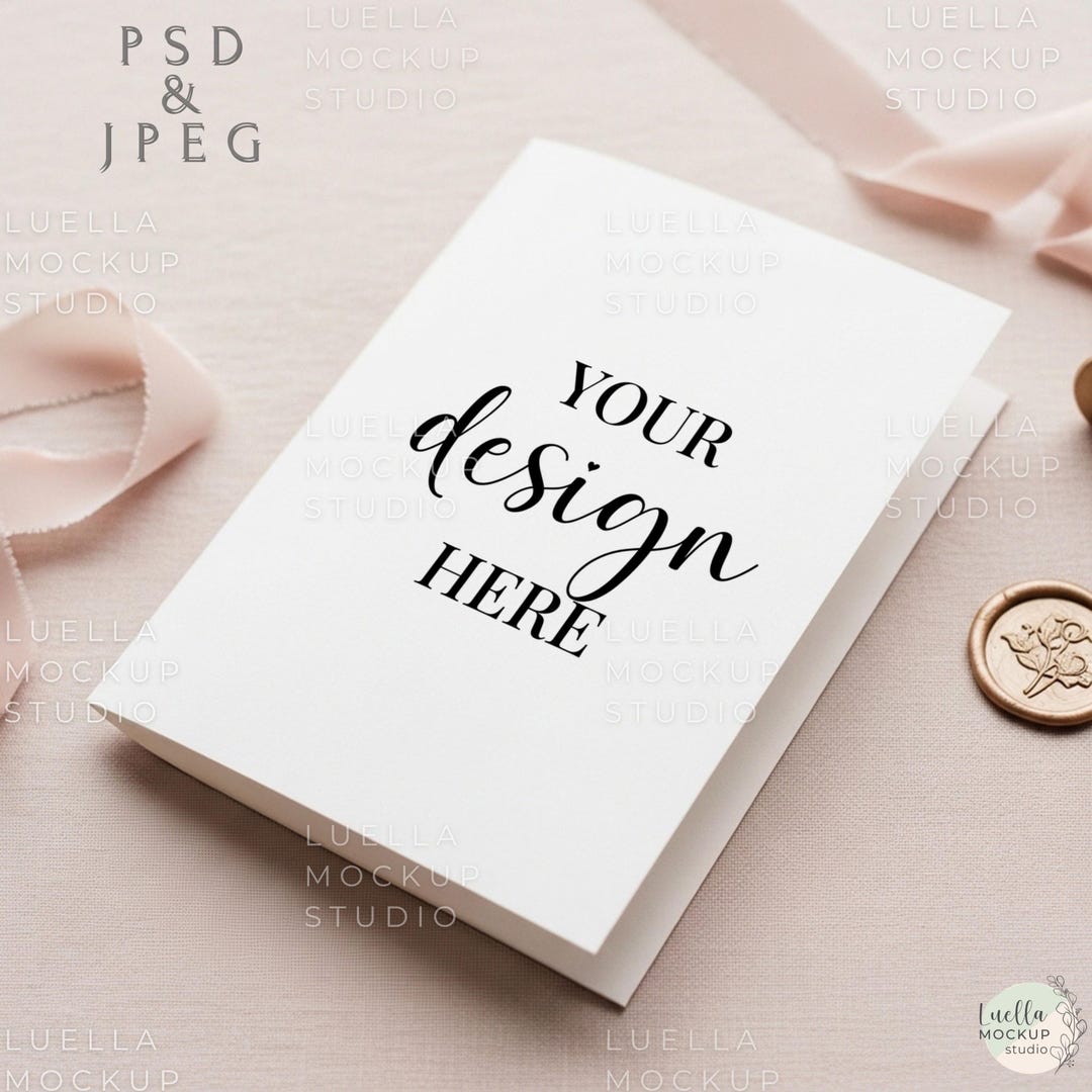 Minimal Wedding Program Mockup PSD 5x7", Minimalist Card Mockup for ...