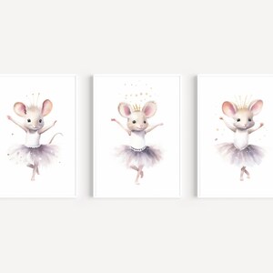 Dancing Mice, Ballerina, Ballet Dancer, Set of 3 Prints, Nursery Wall ...