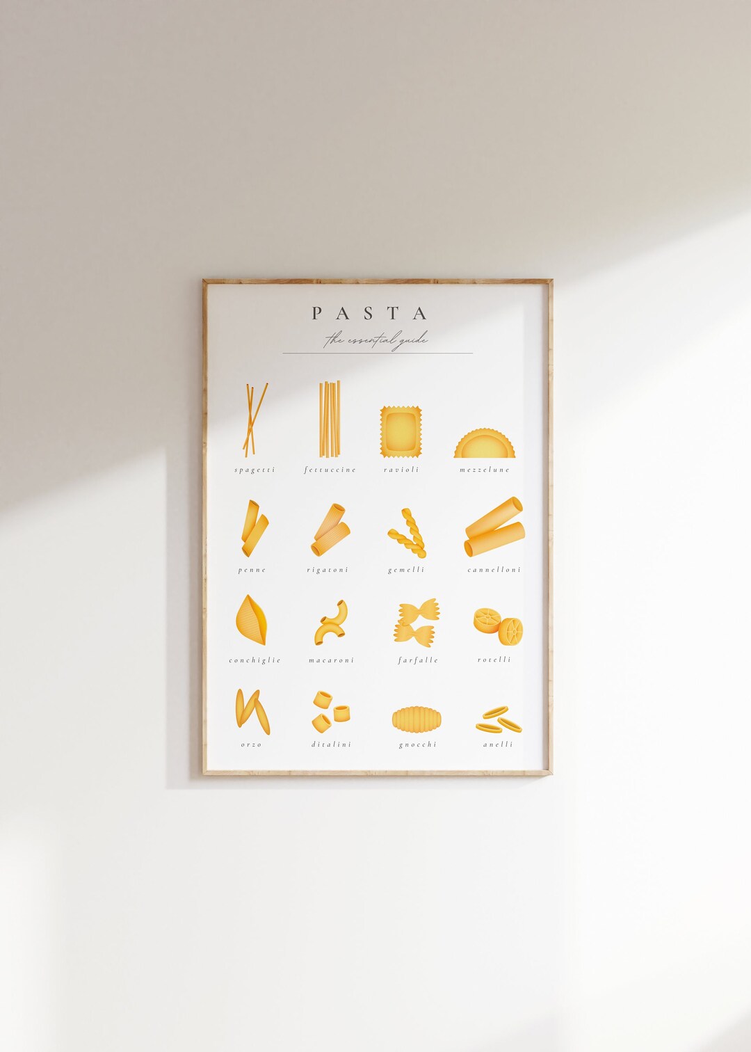 Pasta Art Print Kitchen Printable Poster - Italian Food Decor, Pasta ...