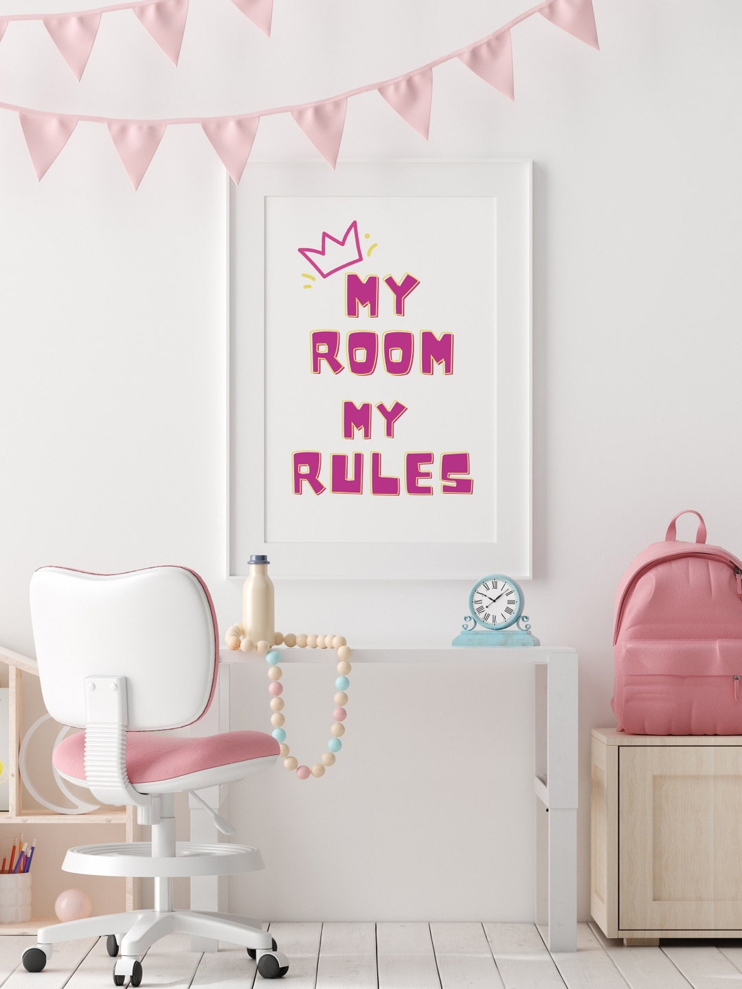 My Room My Rules Print, Cool Girls Print, Pink Print, Girls Room Decor ...