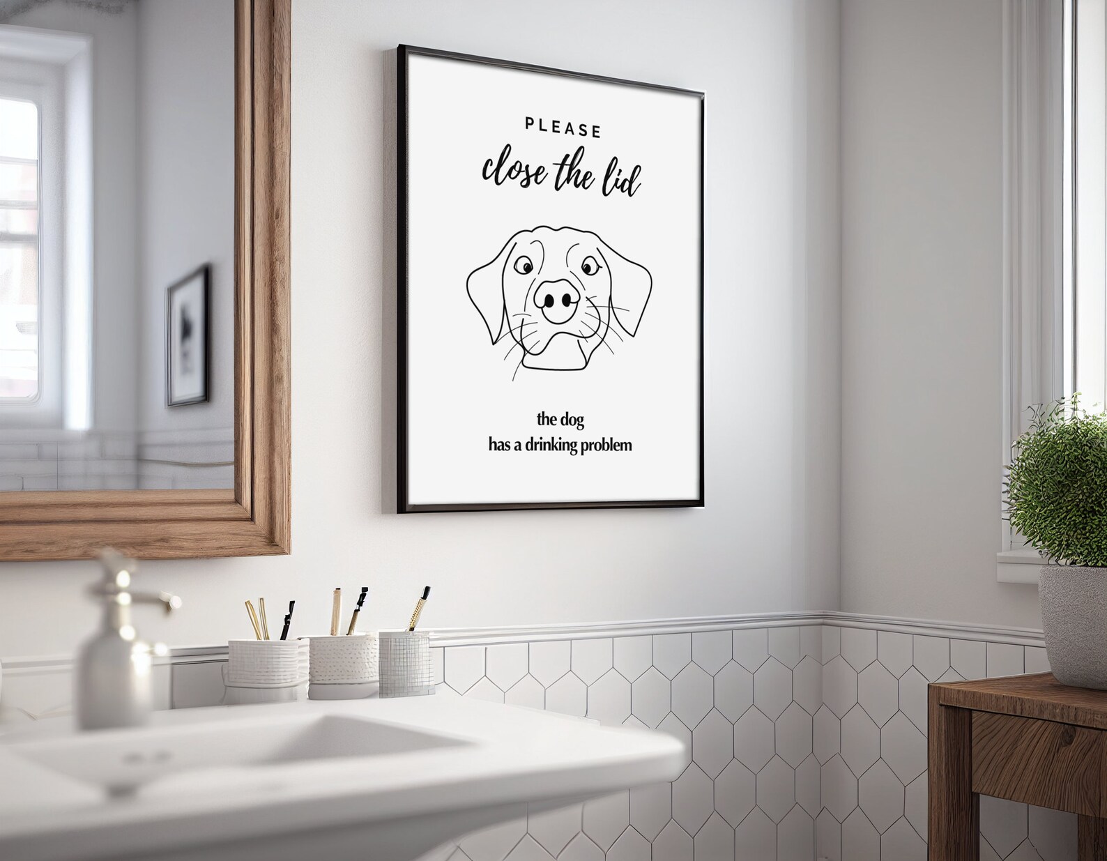 Funny Dog Toilet Restroom Bathroom Art Print, Toilet Print ...