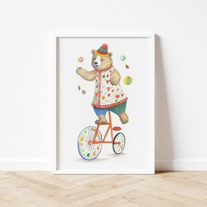 Set of 3 Nursery Prints, Circus Animals, Bear, Lion, Circus, Kids Room ...