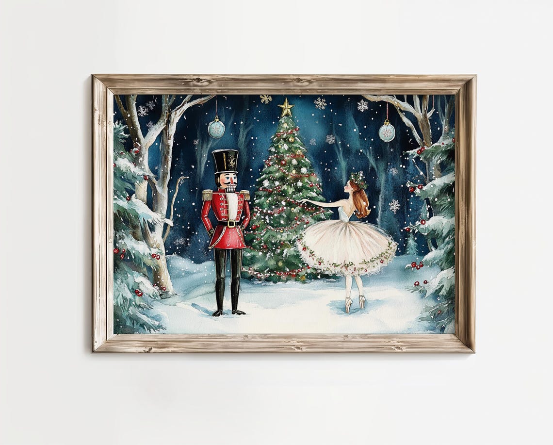 Ballerina Nutcracker Classic Vintage Christmas Print, Printable ...
