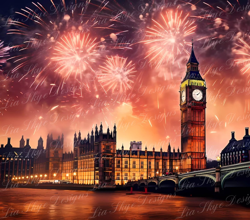 London Big Ben, New Years Eve Fireworks Tumbler Wrap, 20oz Tumbler ...