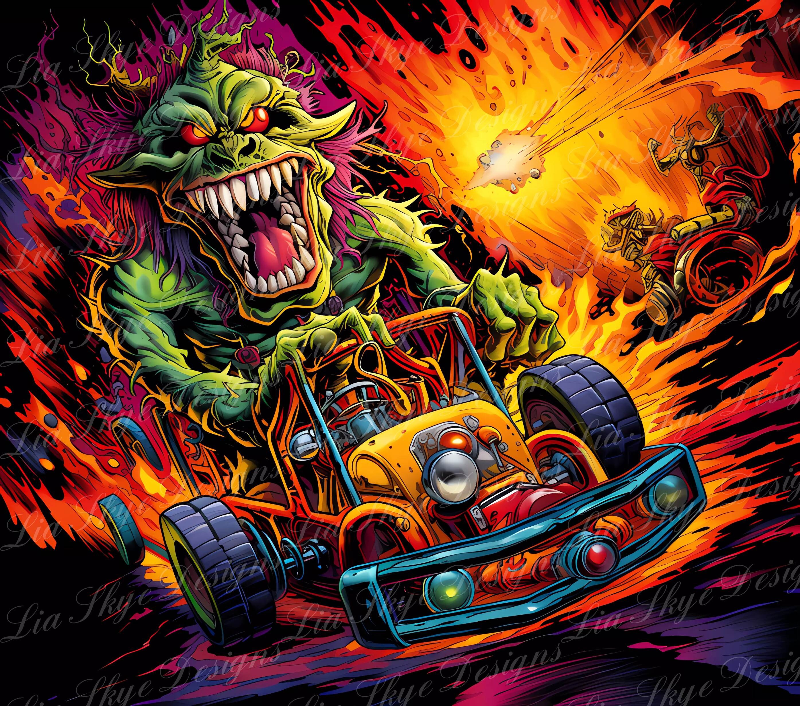 Demon Hot Rod Racer Halloween Tumbler Wrap, 20oz Tumbler Design ...