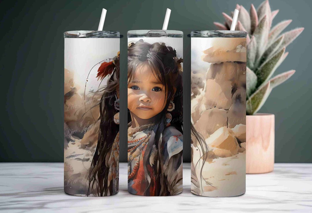 Native American Baby Girl 20oz Skinny Tumbler Wrap Design, Sublimation ...
