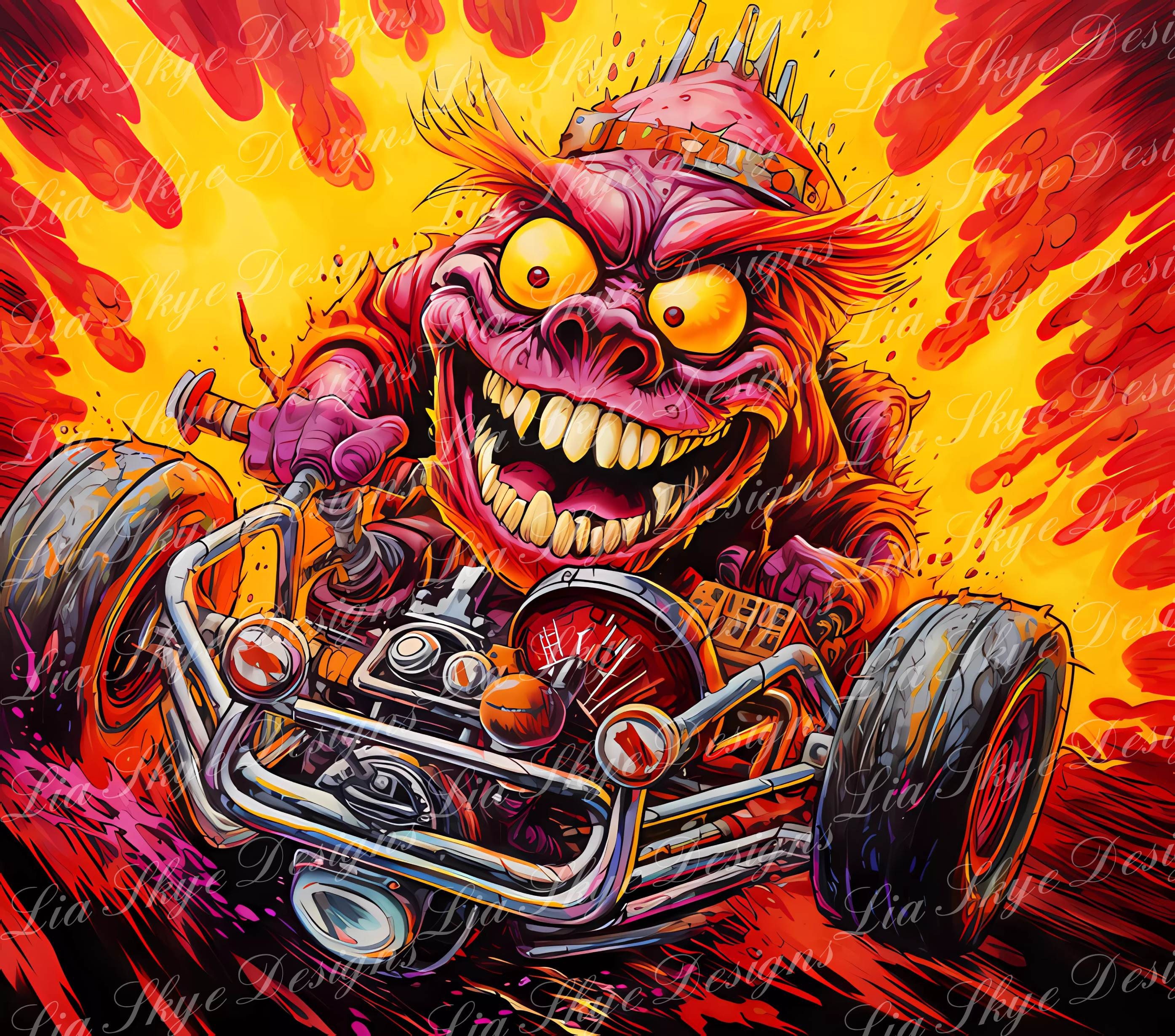 Demon Hot Rod Racer Halloween Tumbler Wrap, 20oz Tumbler Design ...