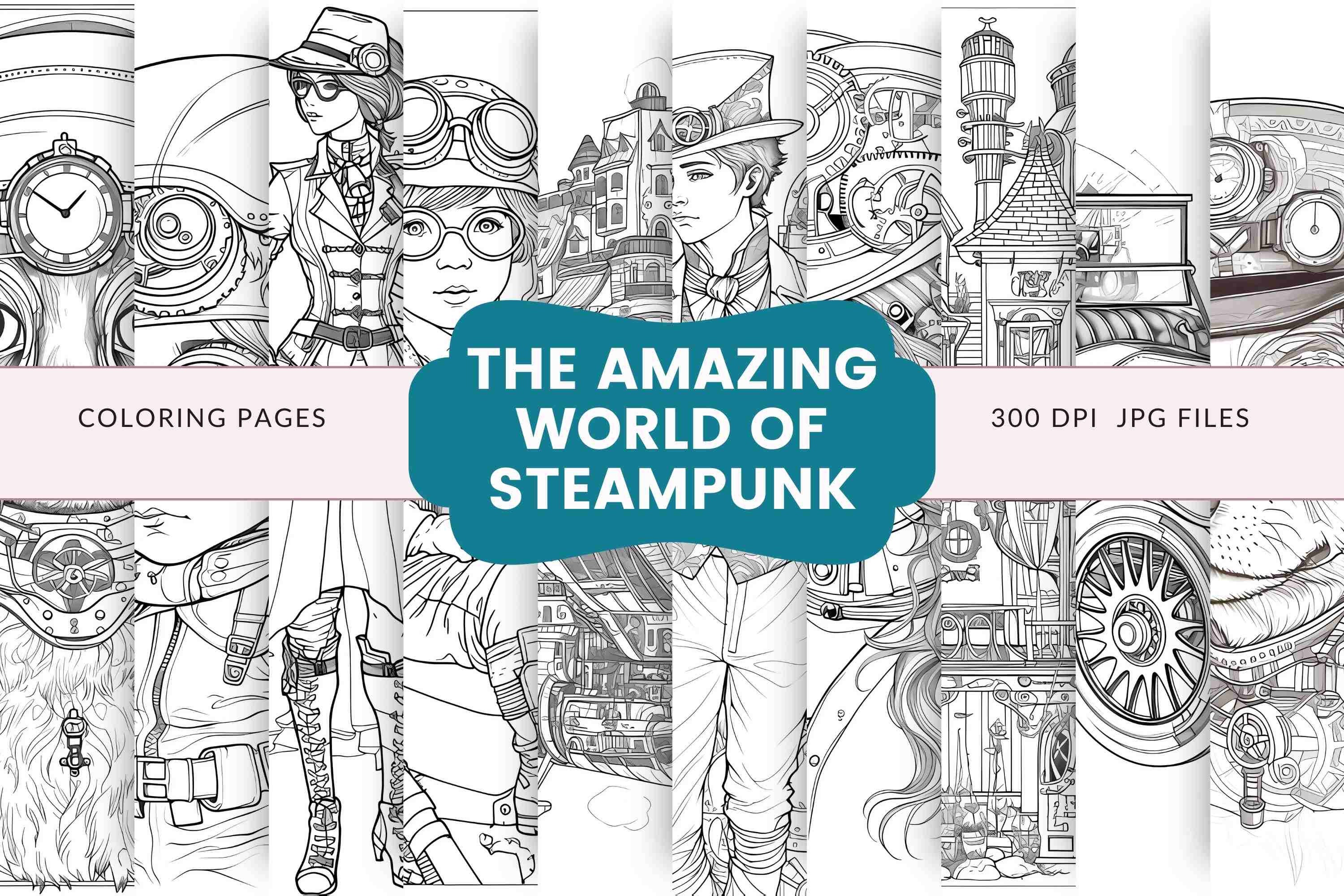 The Amazing World of Steampunk Coloring Book for Adults, 60 Coloring ...