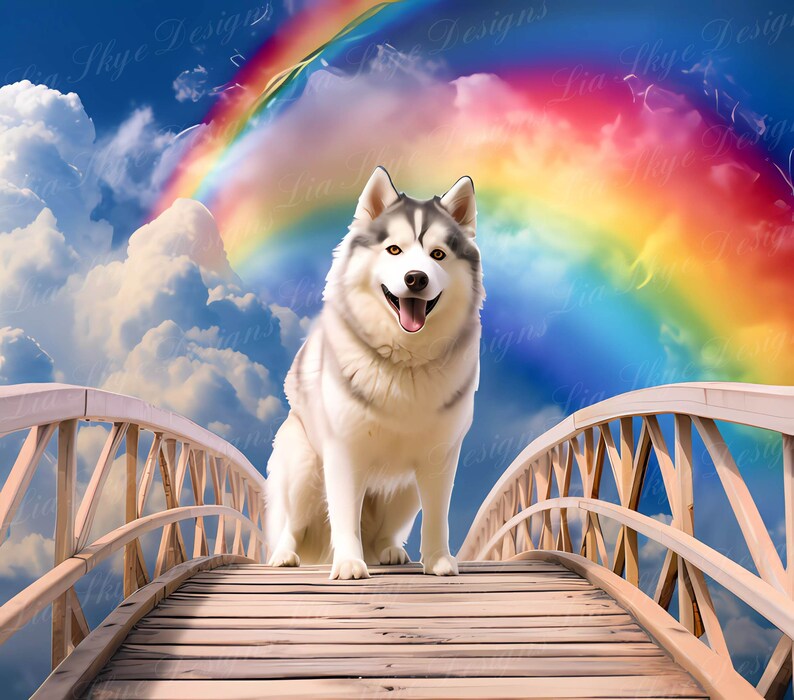 Husky Rainbow Bridge Tumbler Wrap, 20oz Skinny Tumbler, Sublimation ...