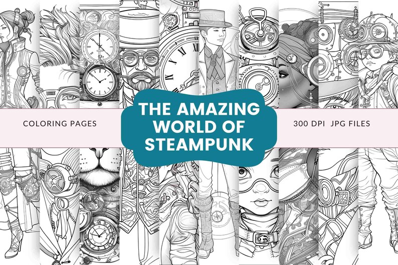 The Amazing World of Steampunk Coloring Book for Adults, 60 Coloring ...