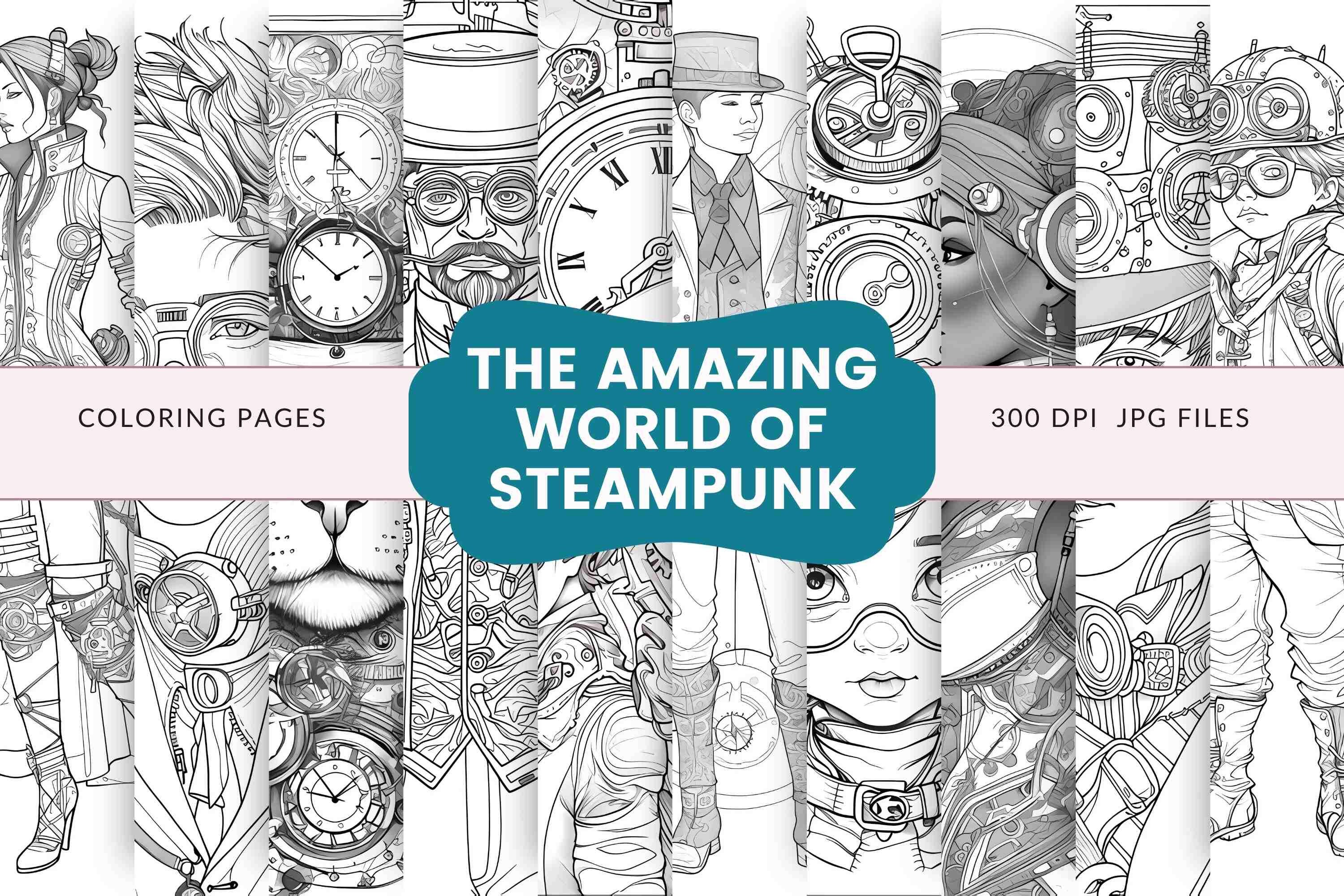 The Amazing World of Steampunk Coloring Book for Adults, 60 Coloring ...