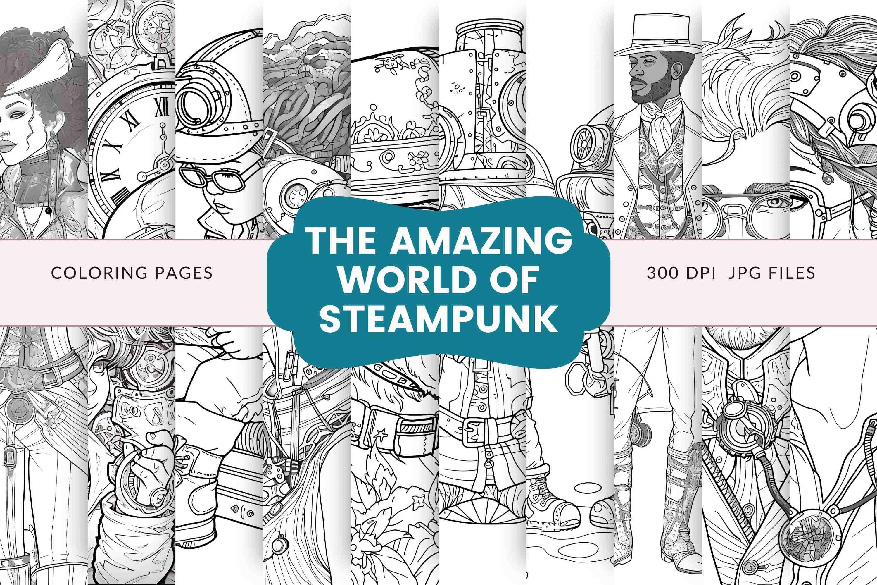 The Amazing World of Steampunk Coloring Book for Adults, 60 Coloring ...