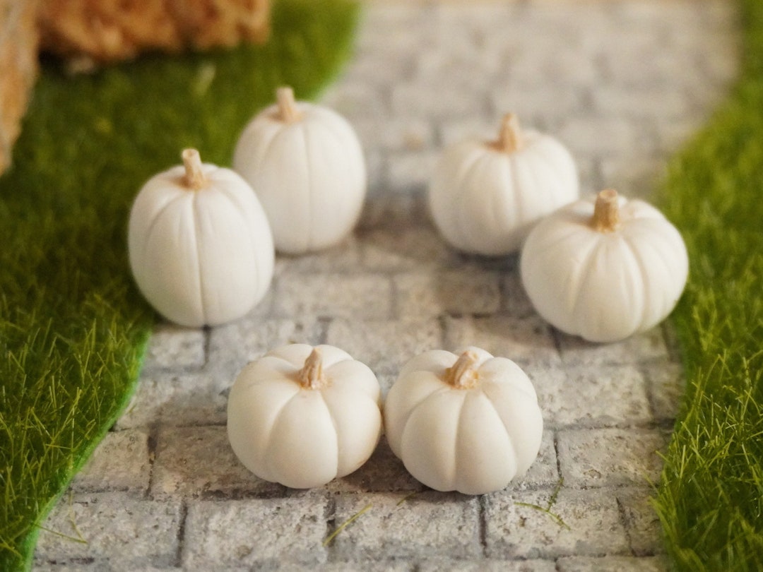 Miniature White Golden Pumpkins | 1:12 Scale Dollhouse Halloween Decor ...