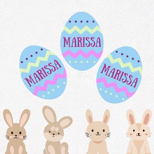 Editable Easter Egg Name Tags: Printable Basket Gift Tags (PDF) - Etsy