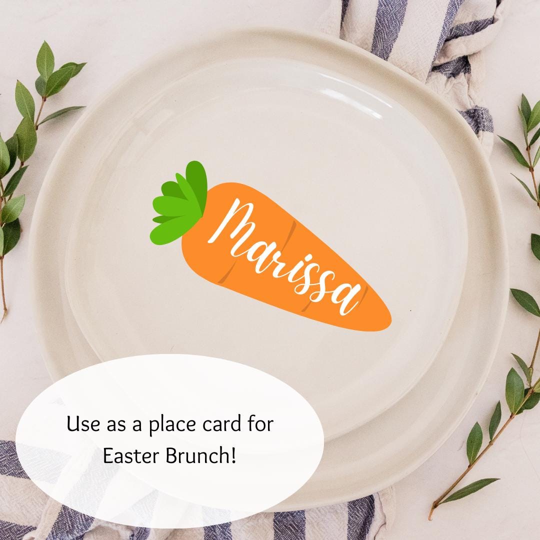Editable Carrot Easter Name Tags: Printable Bunny Party Favors (PDF) - Etsy
