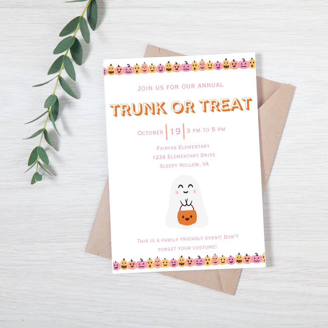 Editable Trunk or Treat Invitation: Halloween Community Event (digital ...