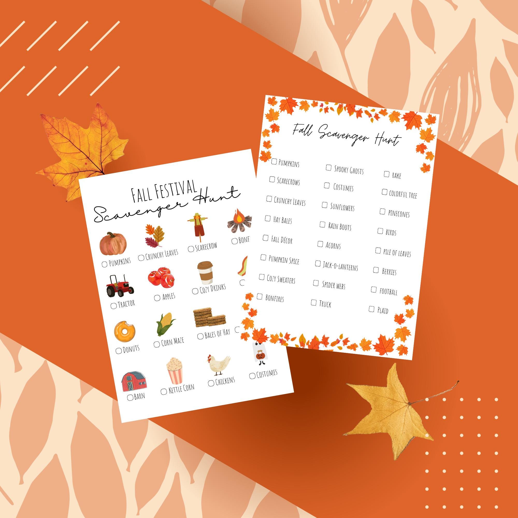 Printable Fall Scavenger Hunt Activity Bundle: Editable Outdoor Game ...