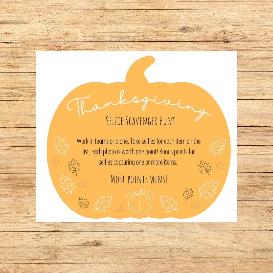 Thanksgiving Selfie Scavenger Hunt Game: Family Fun (PDF, PNG) - Etsy