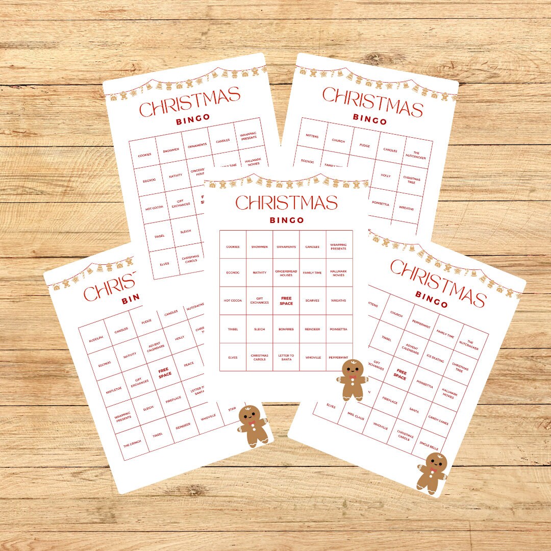 30 Christmas Bingo Cards - Printable, Family Christmas Activity ...