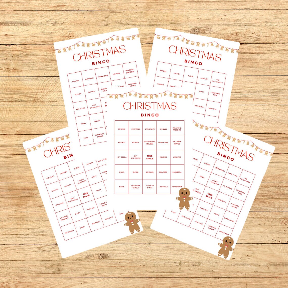 30 Christmas Bingo Cards - Printable, Family Christmas Activity ...