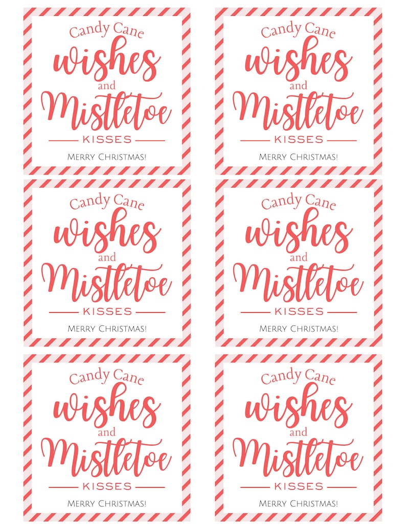 Candy Cane Holiday Gift Tag - Printable, Employee Teacher Nurse ...