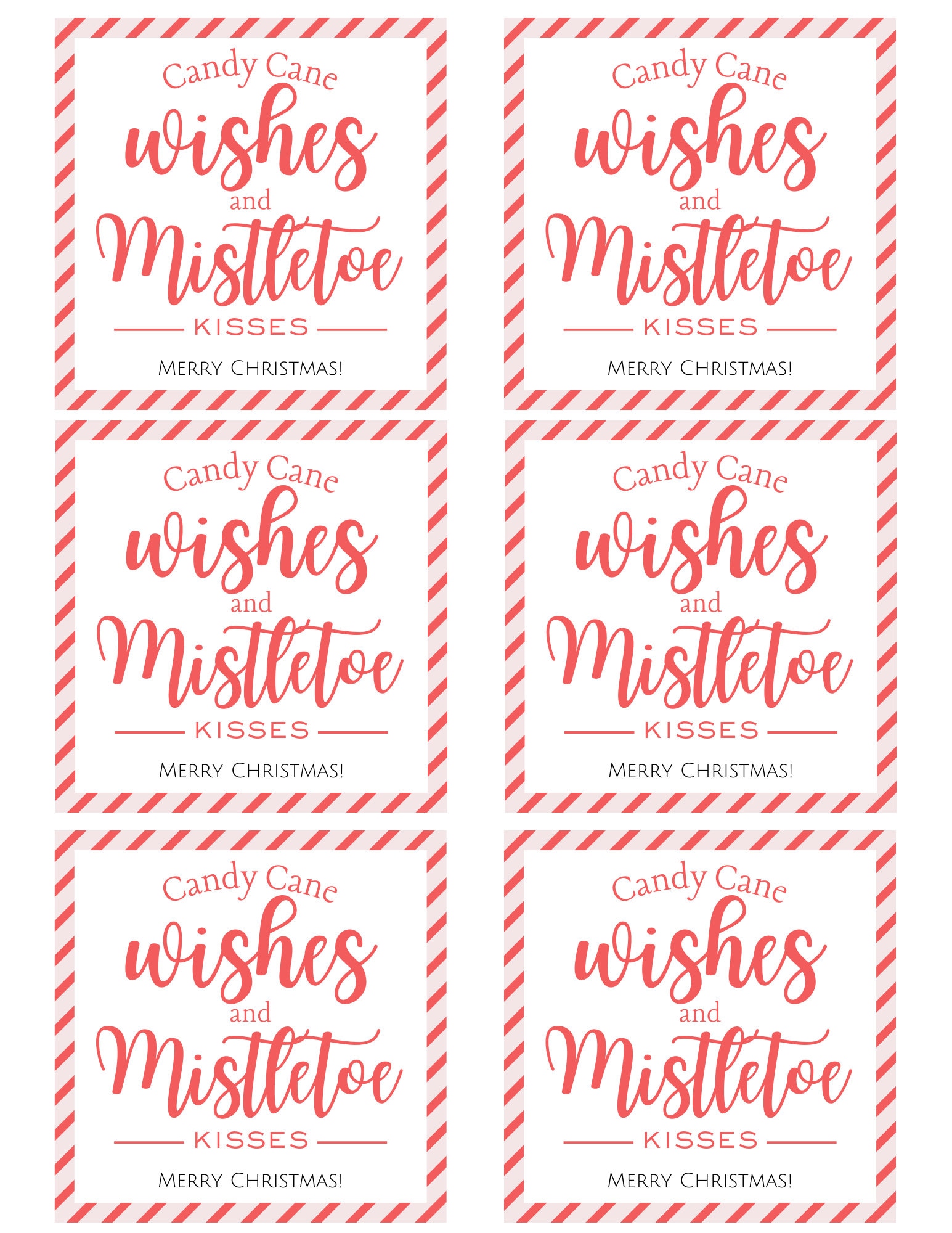 Candy Cane Holiday Gift Tag - Printable, Employee Teacher Nurse ...