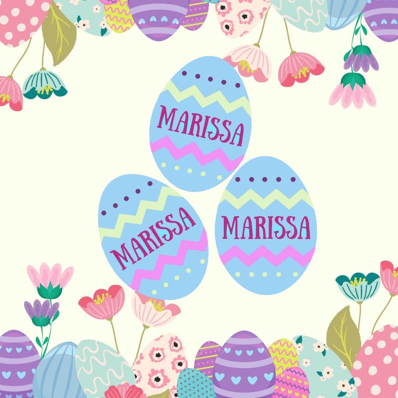 Editable Easter Egg Name Tags: Printable Basket Gift Tags (PDF) - Etsy