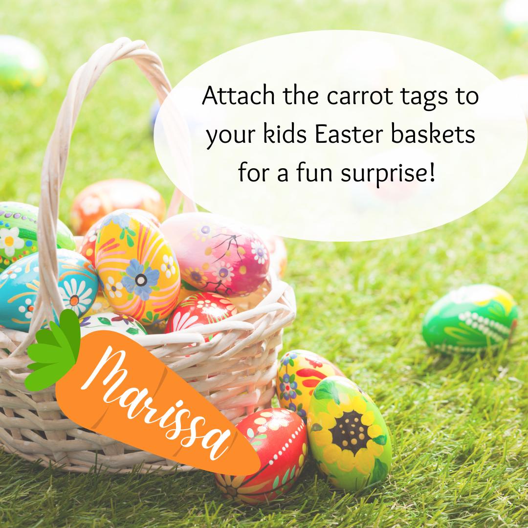 Editable Carrot Easter Name Tags: Printable Bunny Party Favors (PDF) - Etsy