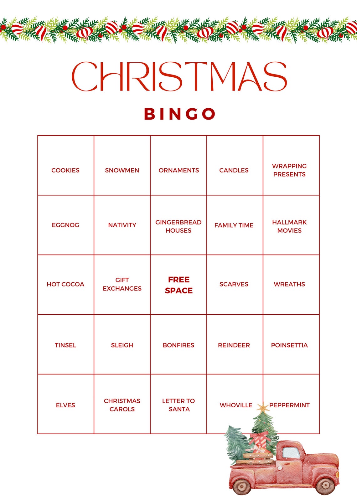 30 Christmas Bingo Cards Printable Family Christmas Bingo - Etsy