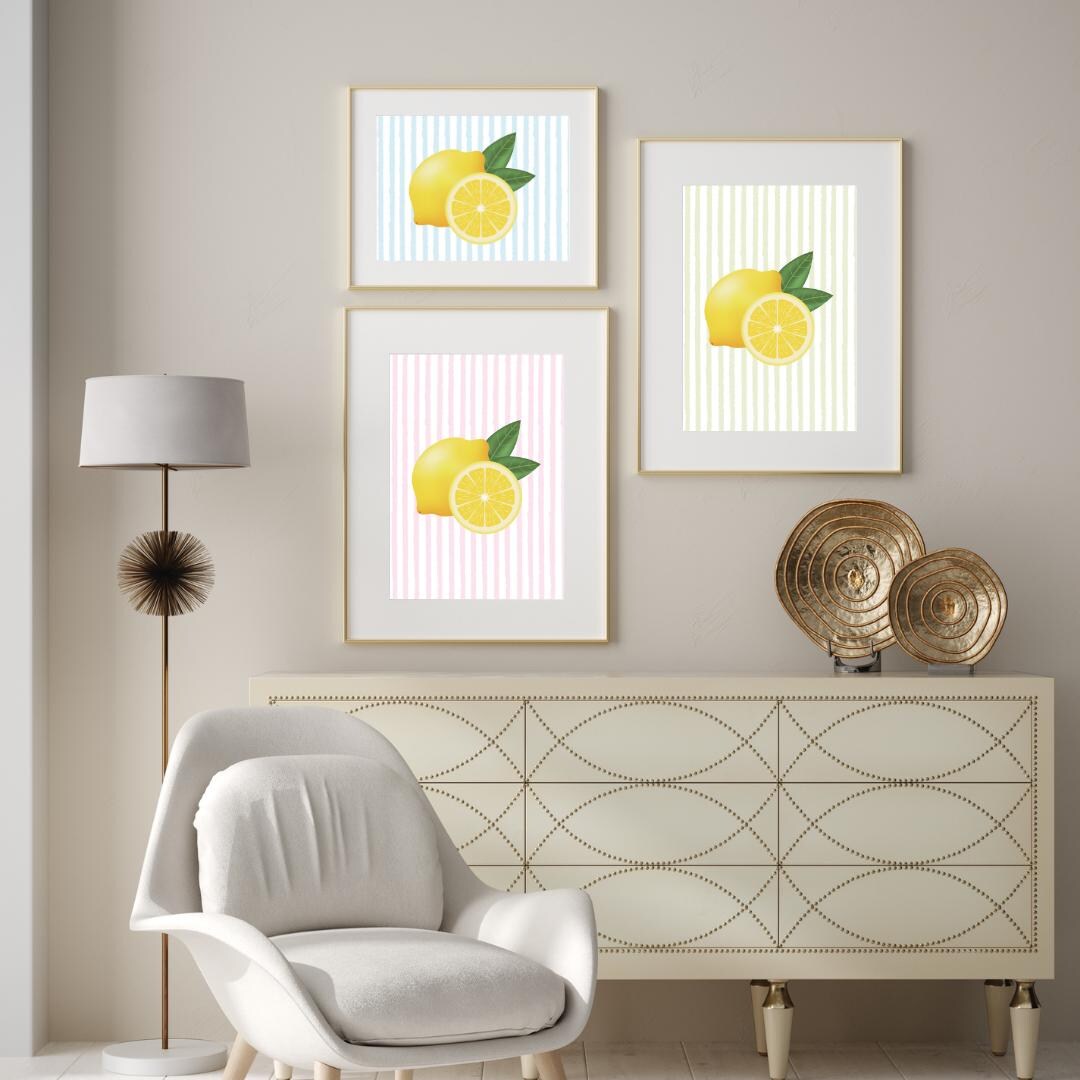 PRINTABLE Vintage Lemon Wall Art | Almafi Coast Lemon Digital Prints ...
