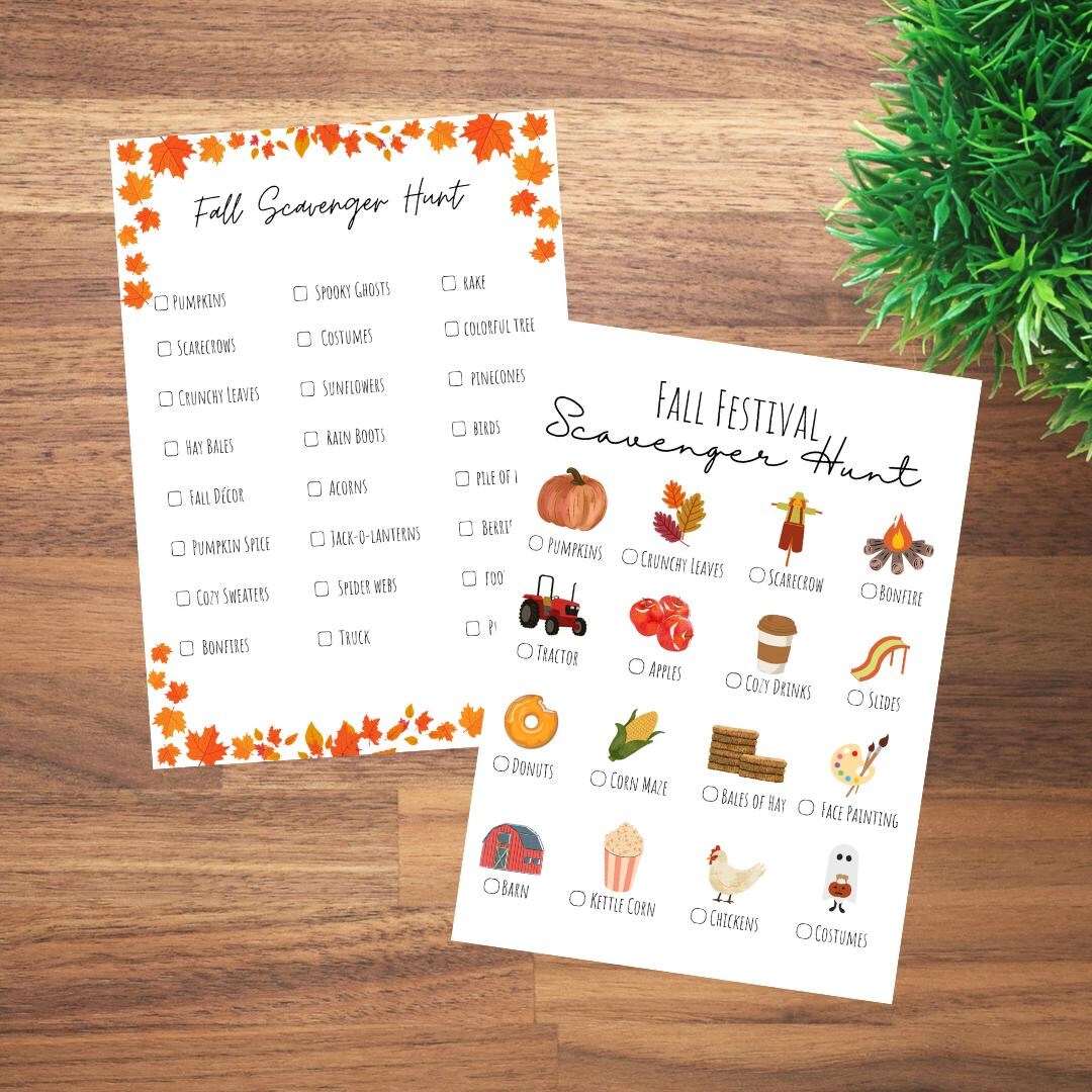 Printable Fall Scavenger Hunt Activity Bundle: Editable Outdoor Game ...
