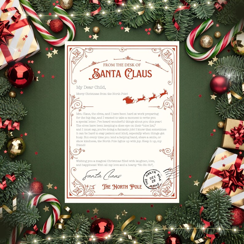 Customizable Letter From Santa: DIY Printable Christmas Note (instant ...