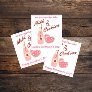 Printable We Go Together Like Milk and Cookies Valentine's Day Card ...