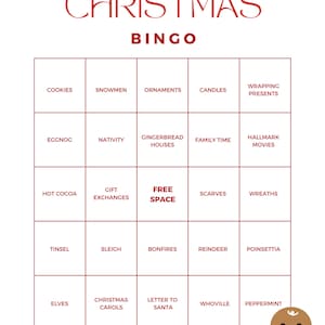 30 Christmas Bingo Cards - Printable, Family Christmas Activity ...