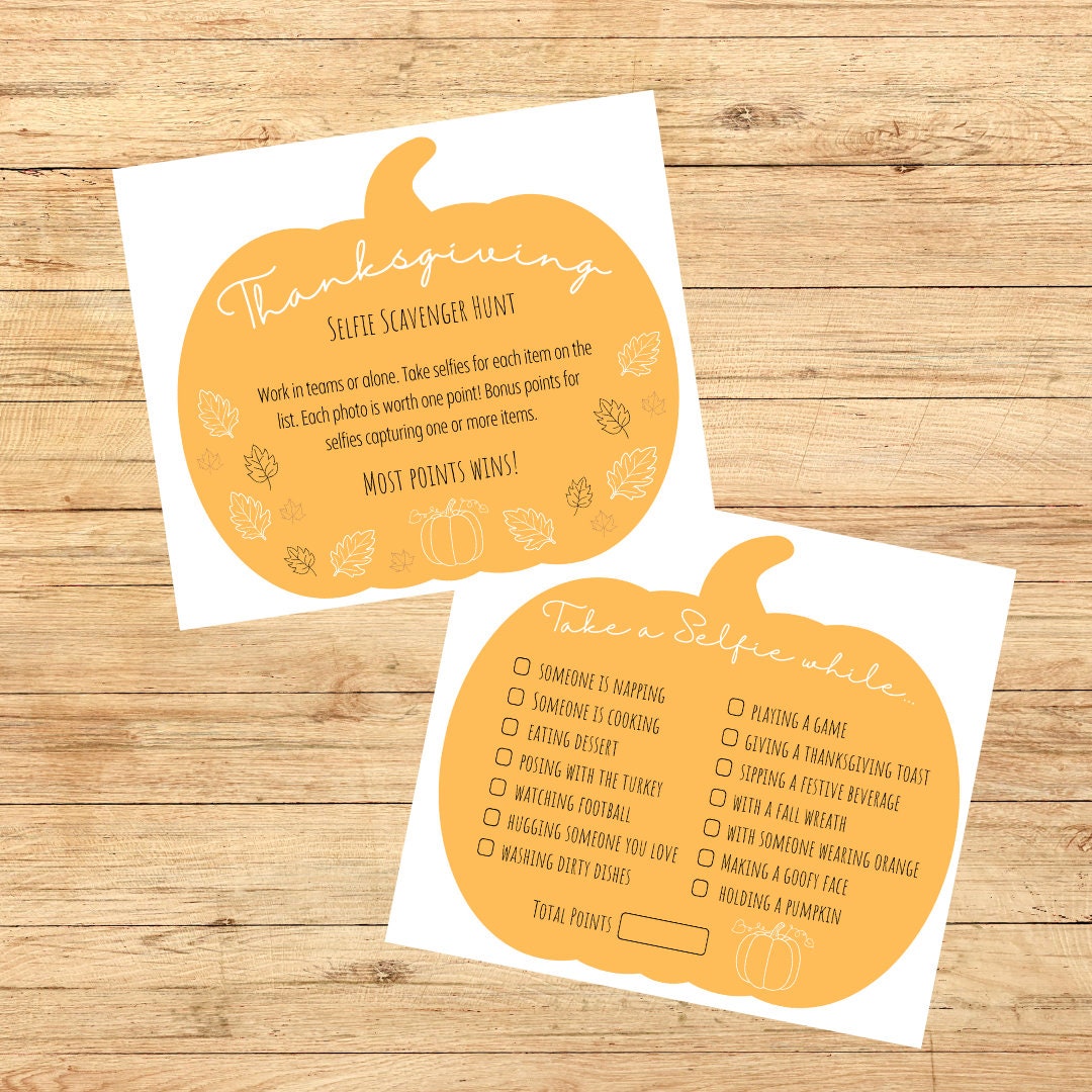 Thanksgiving Selfie Scavenger Hunt Game, Thanksgiving Photo Scavenger ...