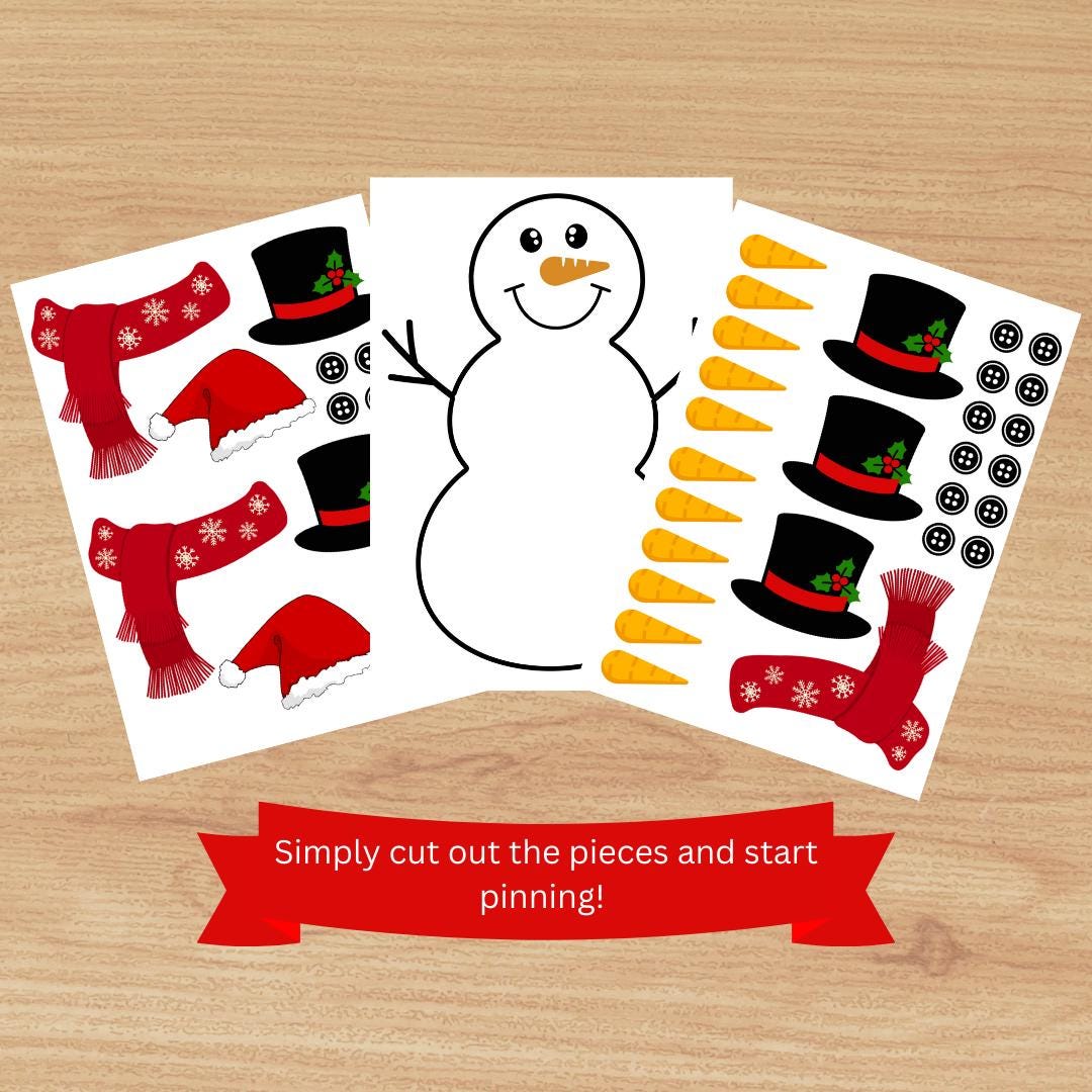 Pin the Nose on the Snowman Game | Pin the Clothes on Frosty Holiday ...