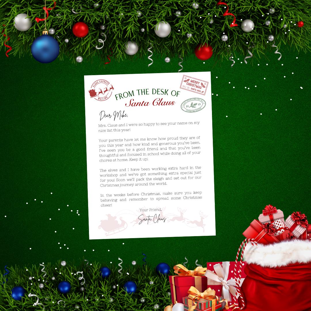 Customizable Letter From Santa: DIY Printable Christmas Note (instant ...
