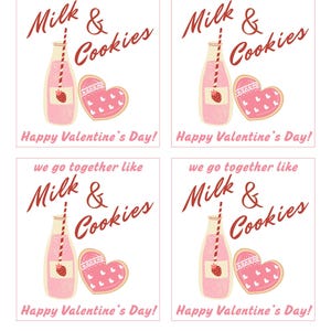 Printable We Go Together Like Milk and Cookies Valentine's Day Card ...