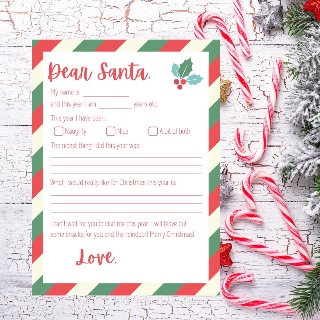 Letter to Santa Printable, Santa Claus Letter for Kids, Printable What ...