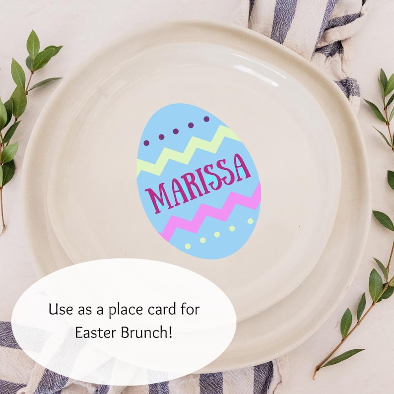 Editable Easter Egg Name Tags: Printable Basket Gift Tags (PDF) - Etsy