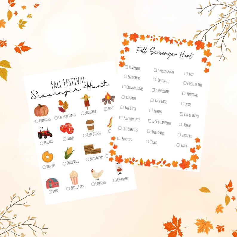 Printable Fall Scavenger Hunt Activity Bundle: Editable Outdoor Game ...