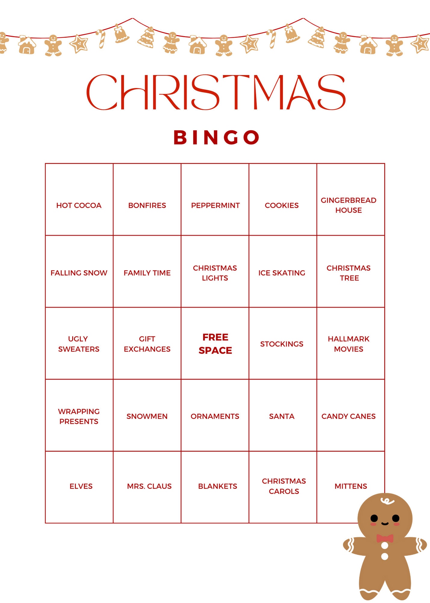30 Christmas Bingo Cards - Printable, Family Christmas Activity ...