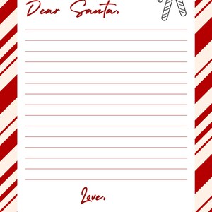 Candy Cane Letter to Santa: Printable Christmas Wish List (PDF) - Etsy