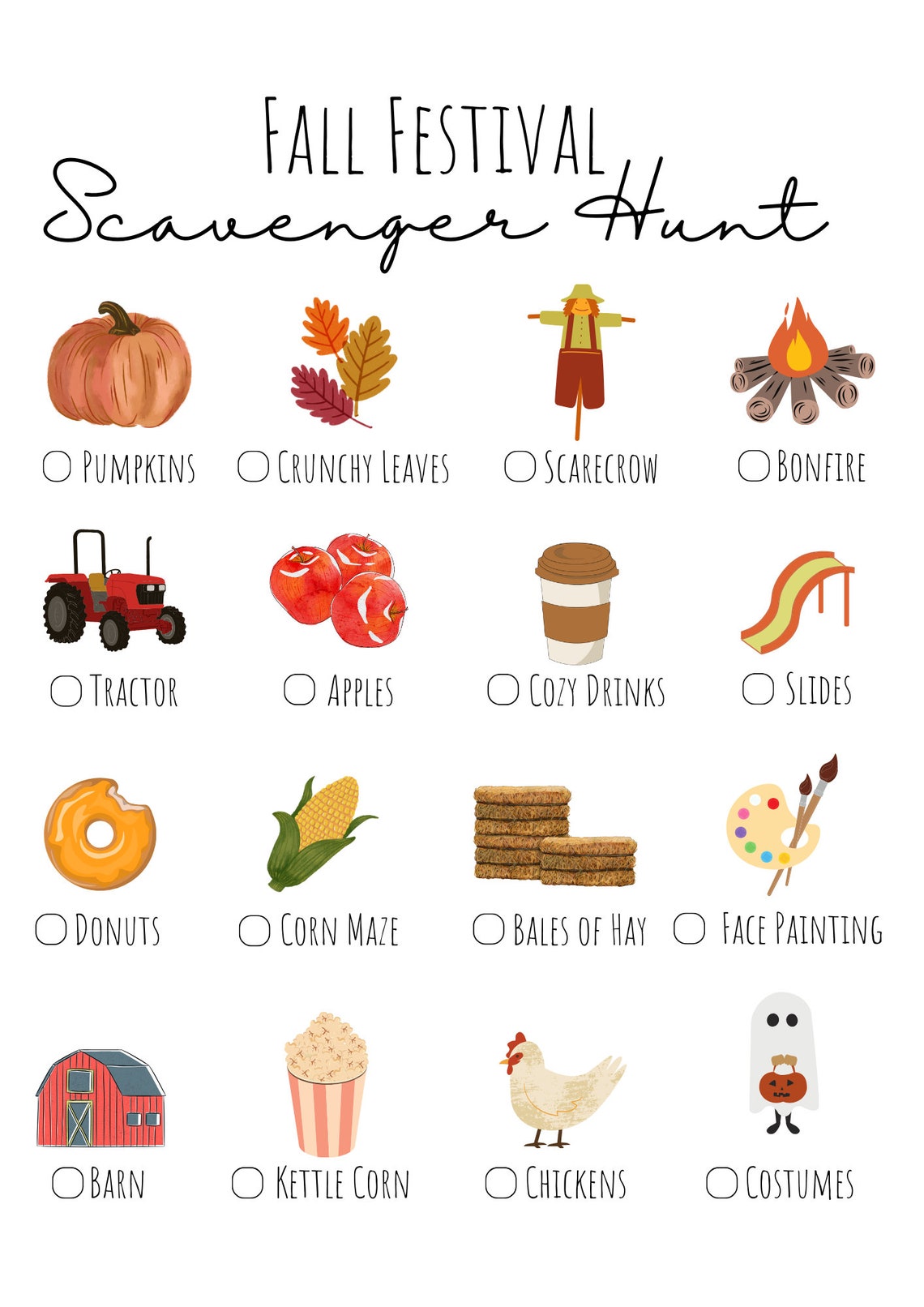 Fall Festival Scavenger Hunt Activity for Kids, Printable Fall ...