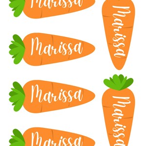 Editable Carrot Easter Name Tags: Printable Bunny Party Favors (PDF) - Etsy