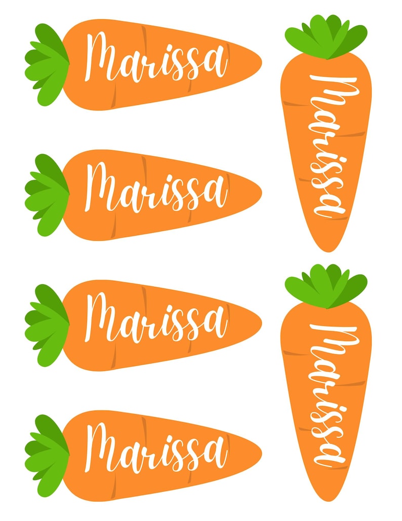 Editable Carrot Easter Name Tags: Printable Bunny Party Favors (PDF) - Etsy