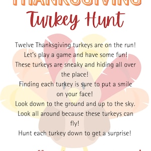 Thanksgiving Turkey Scavenger Hunt Game, Turkey Hunt Game for Families ...
