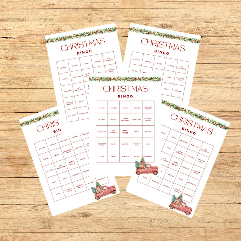 30 Christmas Bingo Cards - Printable, Family Christmas Activity ...