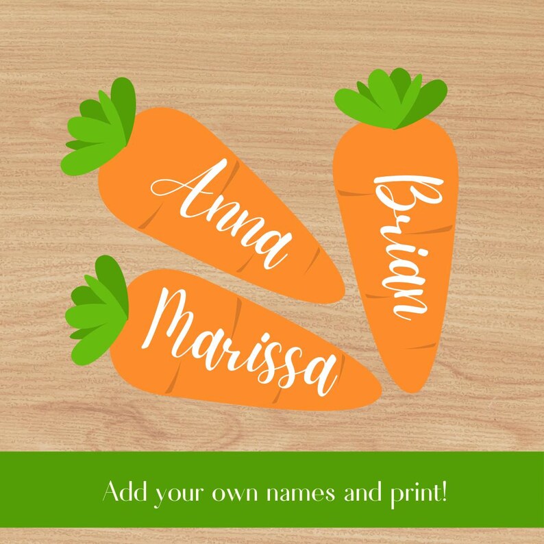 Editable Carrot Name Tags - Printable Easter Gift Tags, Bunny Party ...